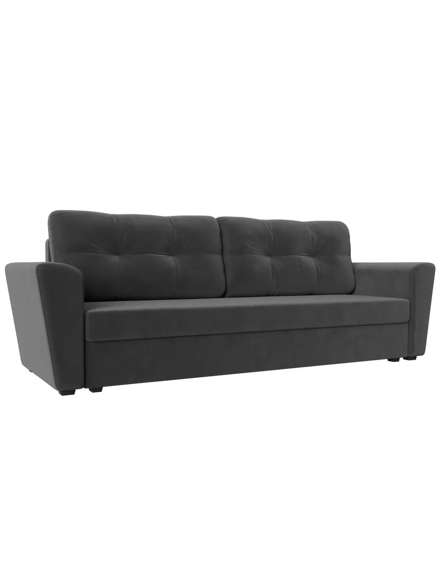 Диван прямой Амстердам Лайт, 3-местный, размер: 230х80см, спальное место: 127х190см, велюр, серый