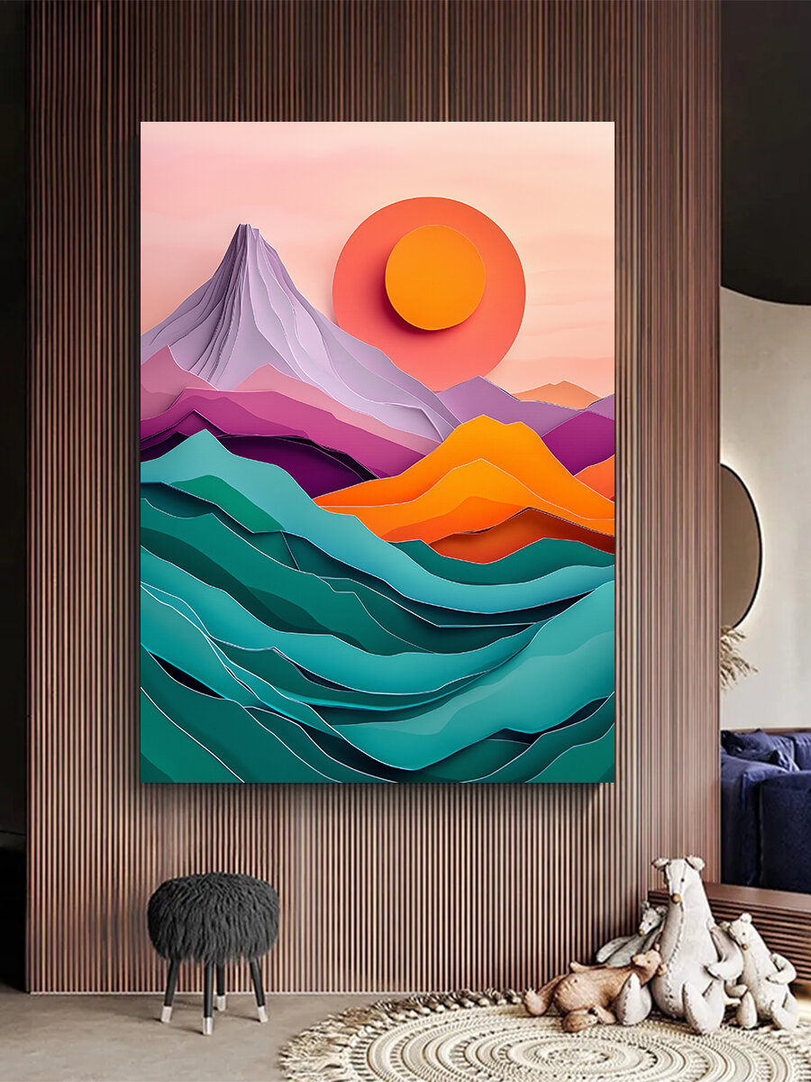 Пейзаж / природа, картина 3д / объемная, постер на холсте, 20х30 см, киригами