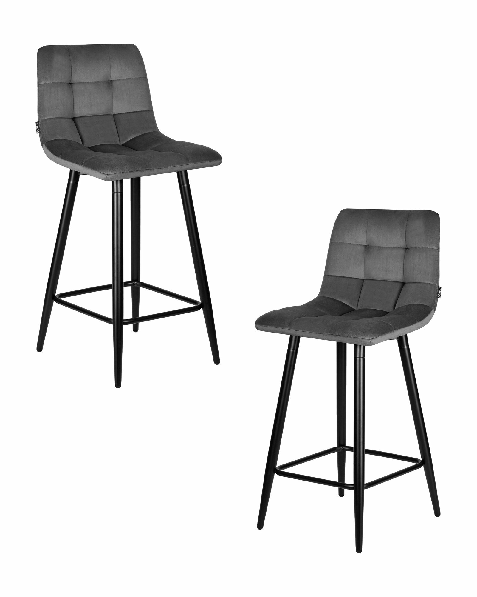 Набор 2 шт. Стул полубарный DOBRIN OLIVIA, LML-8078-1, черные матовые ножки, темно-серый велюр (108-91)