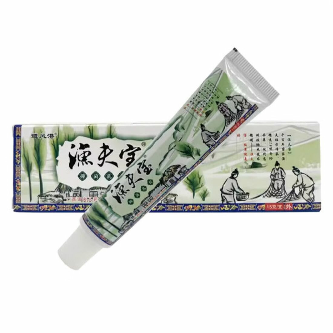 Мазь "Сокровище рыбака" Yufu Baocao Benru Gao, 15 г, заживляющая, от псориаза, дерматита, зуда и раздражения, 1 шт