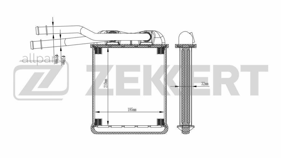ZEKKERT MK-5149 Радиатор отопителя VW Touareg 02- Transporter V 03- Amarok 10- Audi Q7 06-