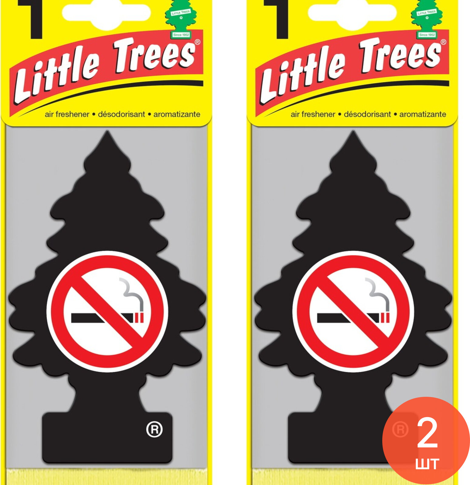 Ароматизатор автомобильный Little Trees / Литтл Трис Ёлочка Crisp'n Cool подвесной, Не курить! / автотовары (комплект из 2 шт)