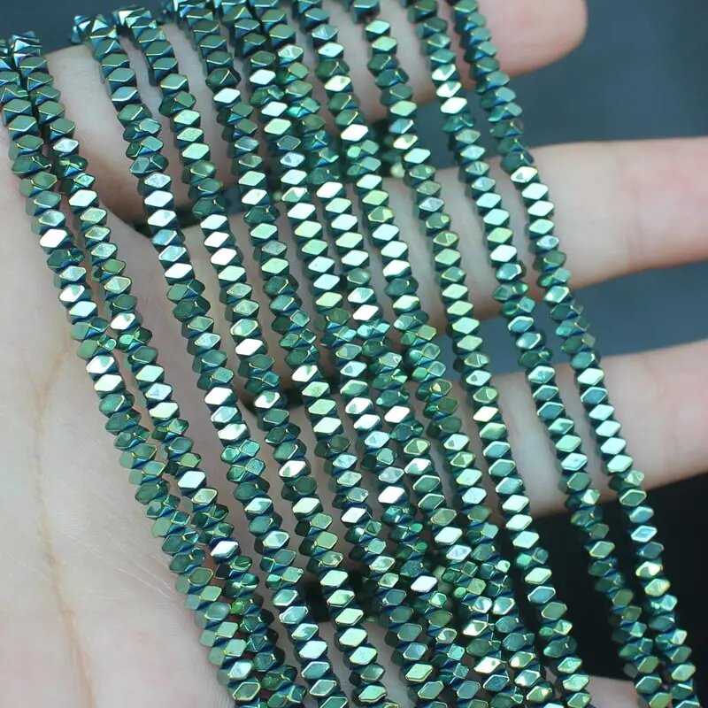 Бусины гематит зеленые 2x3 мм, 180 шт