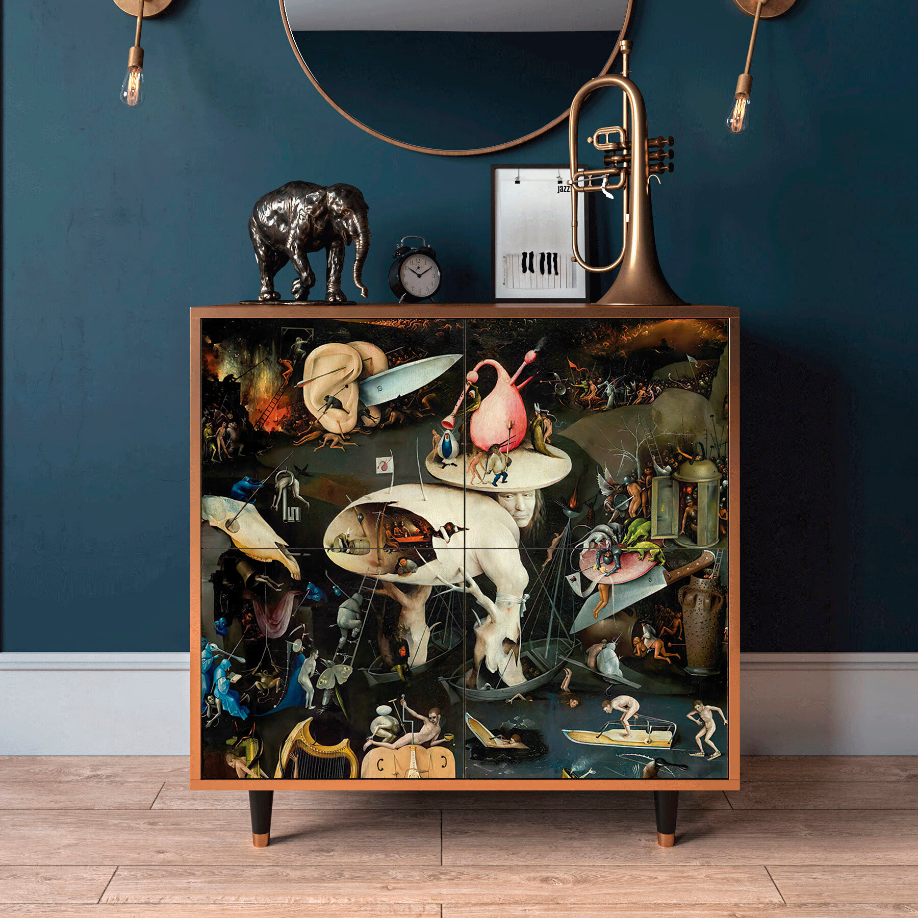 Комод - STORYZ - BS3 The Garden of Earthly Delights by Hieronymus Bosch, Размер - 94 x 96 x 48 см, Цвет корпуса - Орех