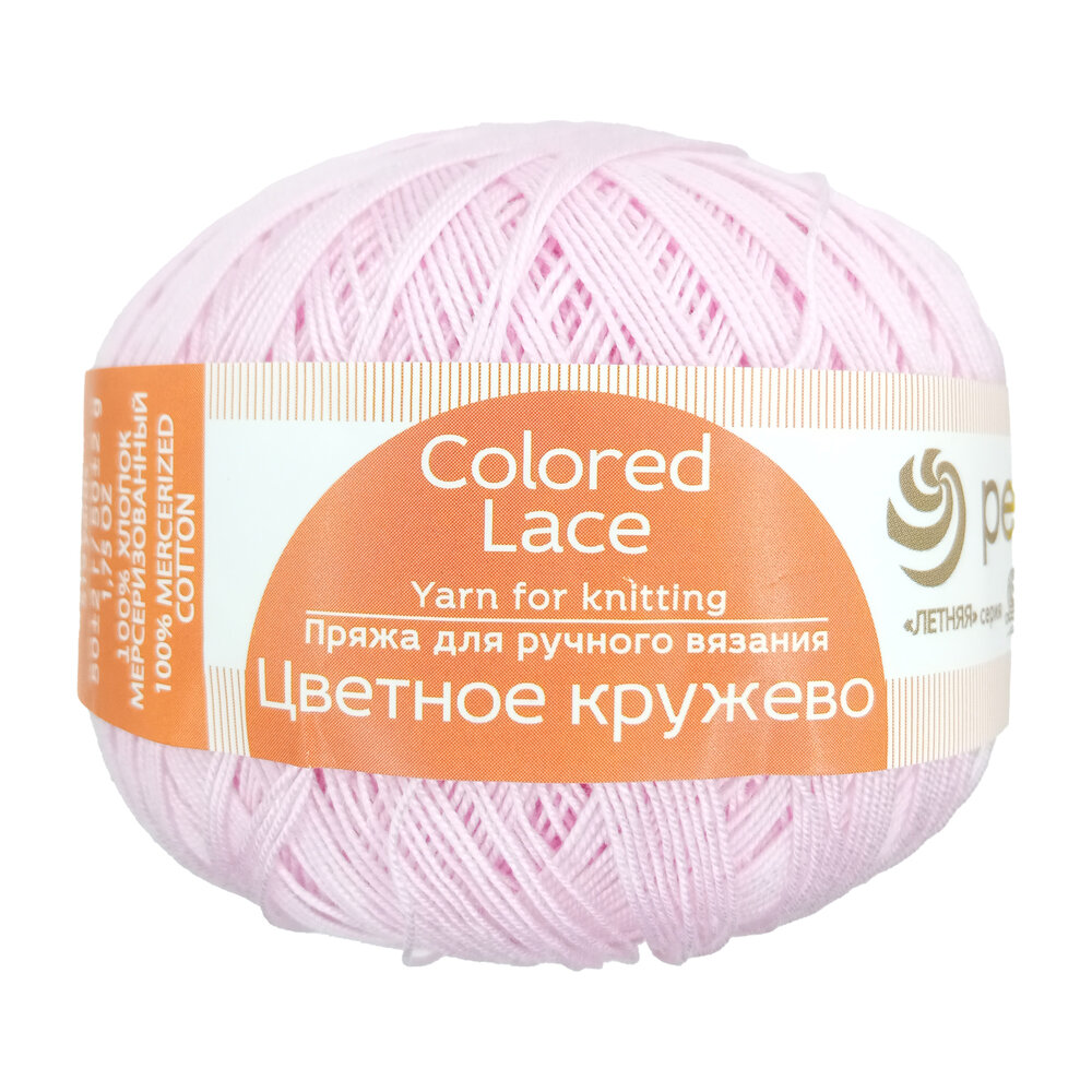 Пряжа для вязания Пехорка Цветное кружево 180 светлая бегония 2 шт 50 гр/475 м 100% мерсеризованный хлопок