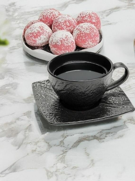 Чайная пара фарфор 225мл Lava 1шт, цвет черный. STENOVA HOME