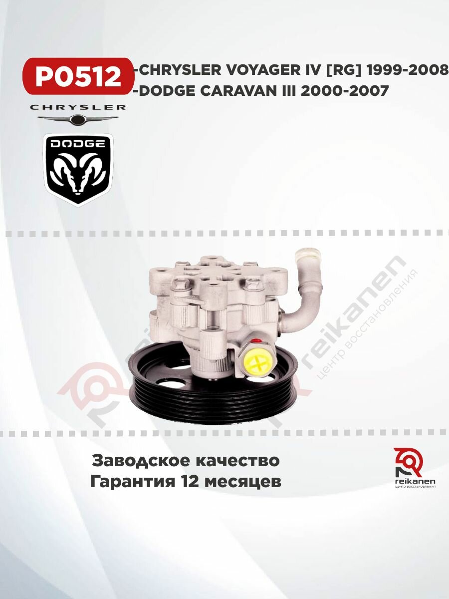 Насос ГУР восст для CHRYSLER VOYAGER/DODGE CARAVAN V6 01-07 гар 1 год P0512