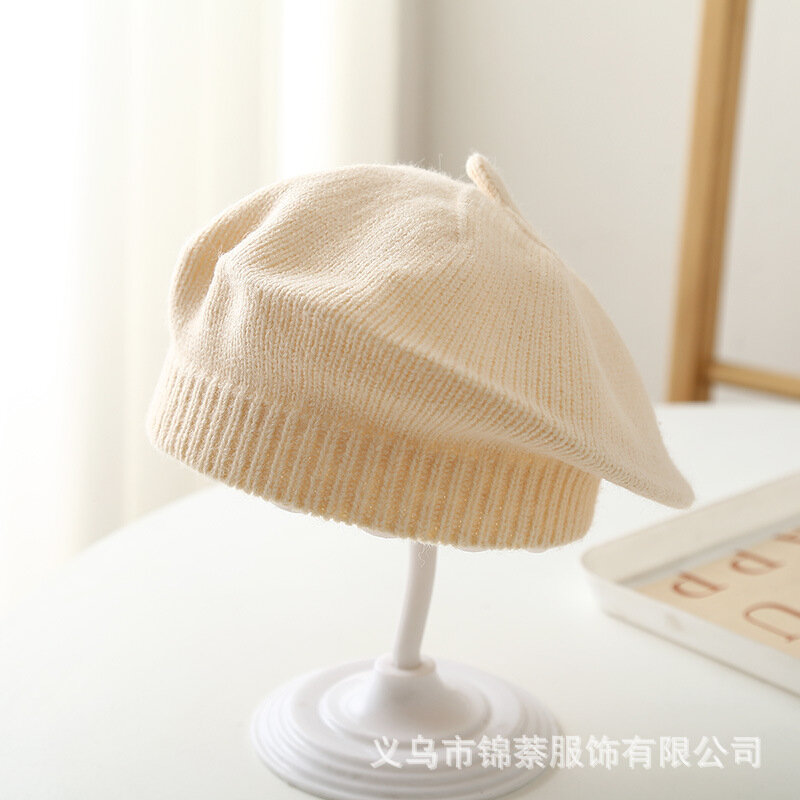 Весенне-осенний корейский вариант для мальчиков и девочек, универсальный вязаный берет ярких цветов, детская стильная повседневная шерстяная шапка, шапка художника.