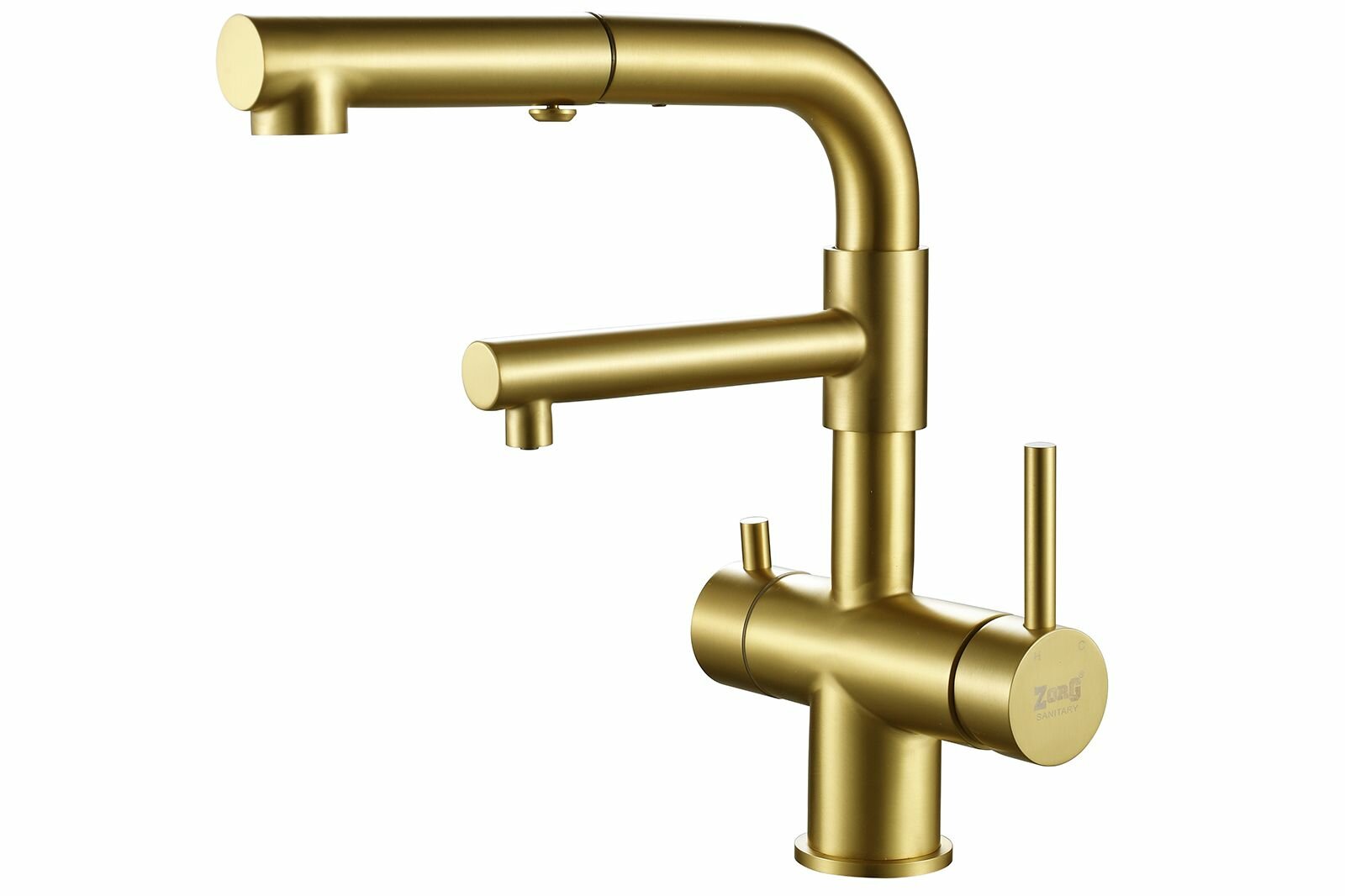 Смеситель для кухни под фильтр с вытяжной лейкой ZorG InoX SZR-3216 BRONZE