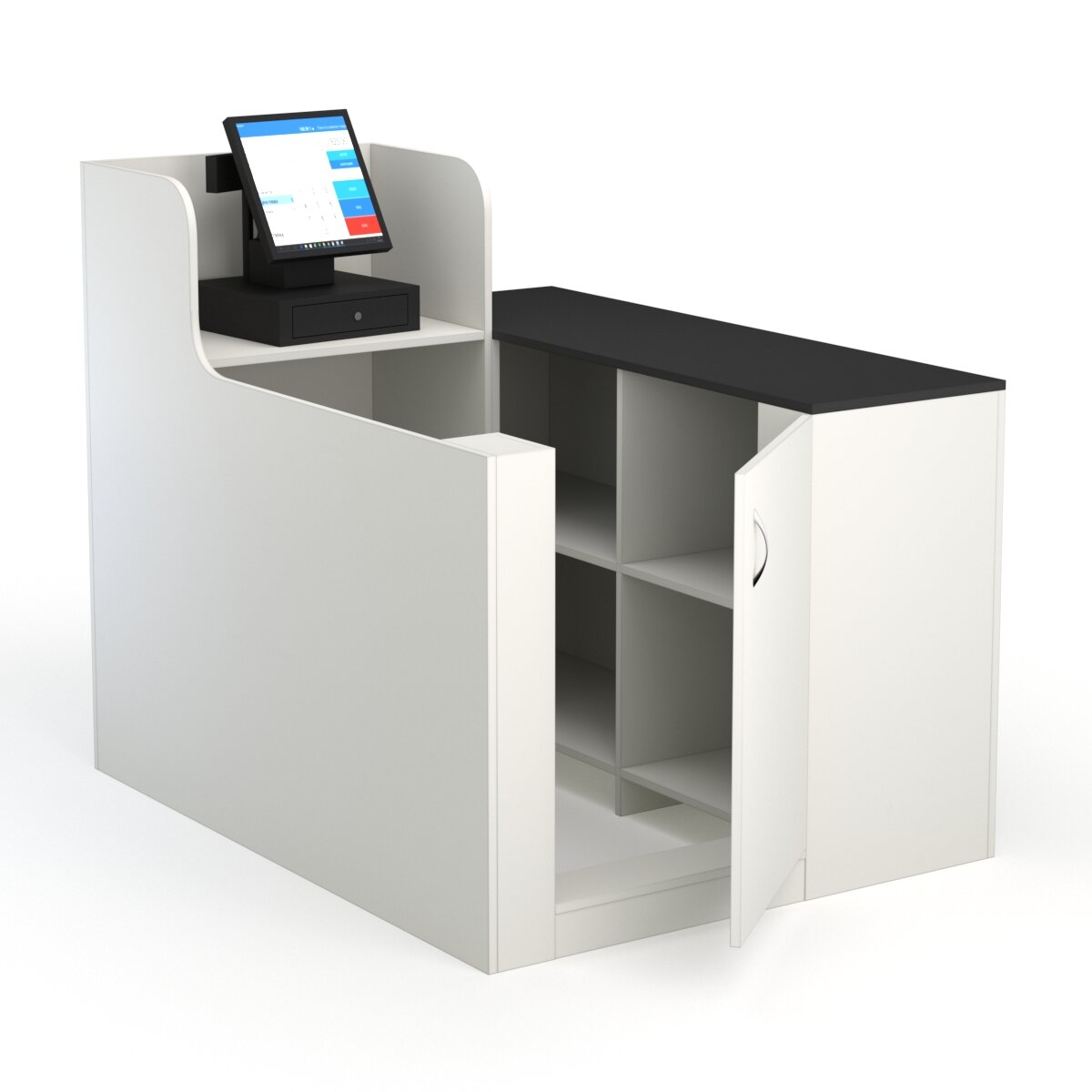 Кассовый стол "лента" №1 правый, Белый и Черный. Производитель товара - компания Westcom.