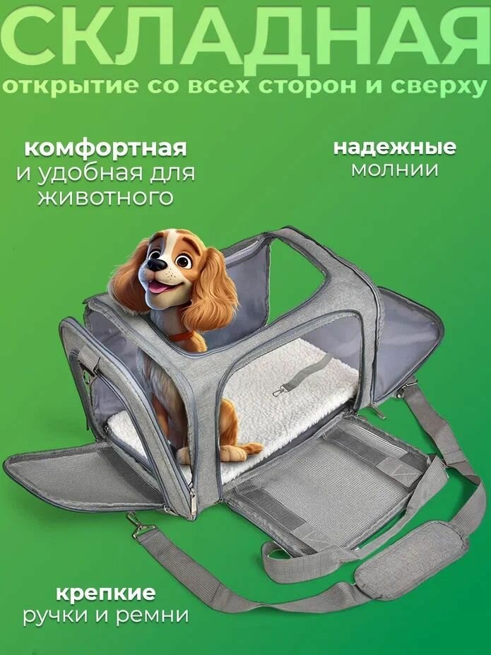 Большая сумка переноска для кошек и собак через плечо для животных голубая