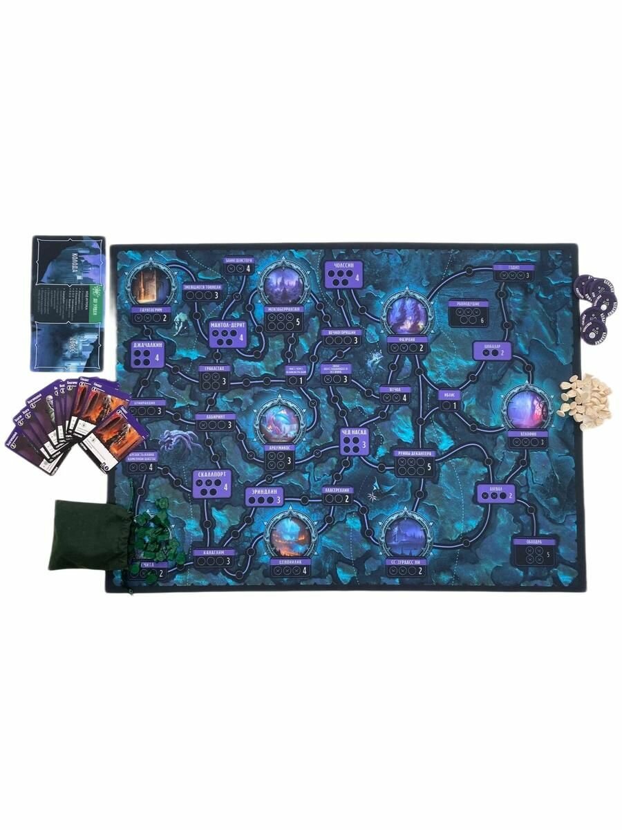 Набор 5 игрока для настольной игры Тираны Подземий (неон) с полем, планшетом и миниатюрами.