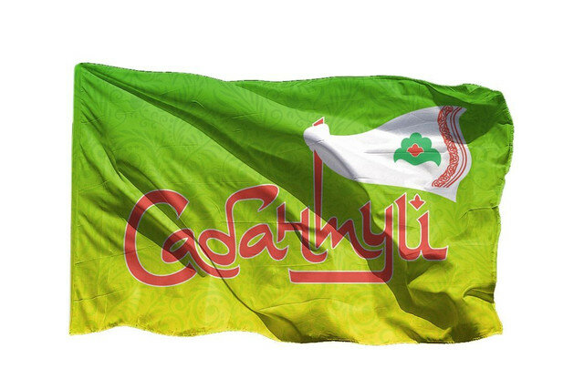 Флаг на Сабантуй на шёлке, 70х105 см для ручного древка