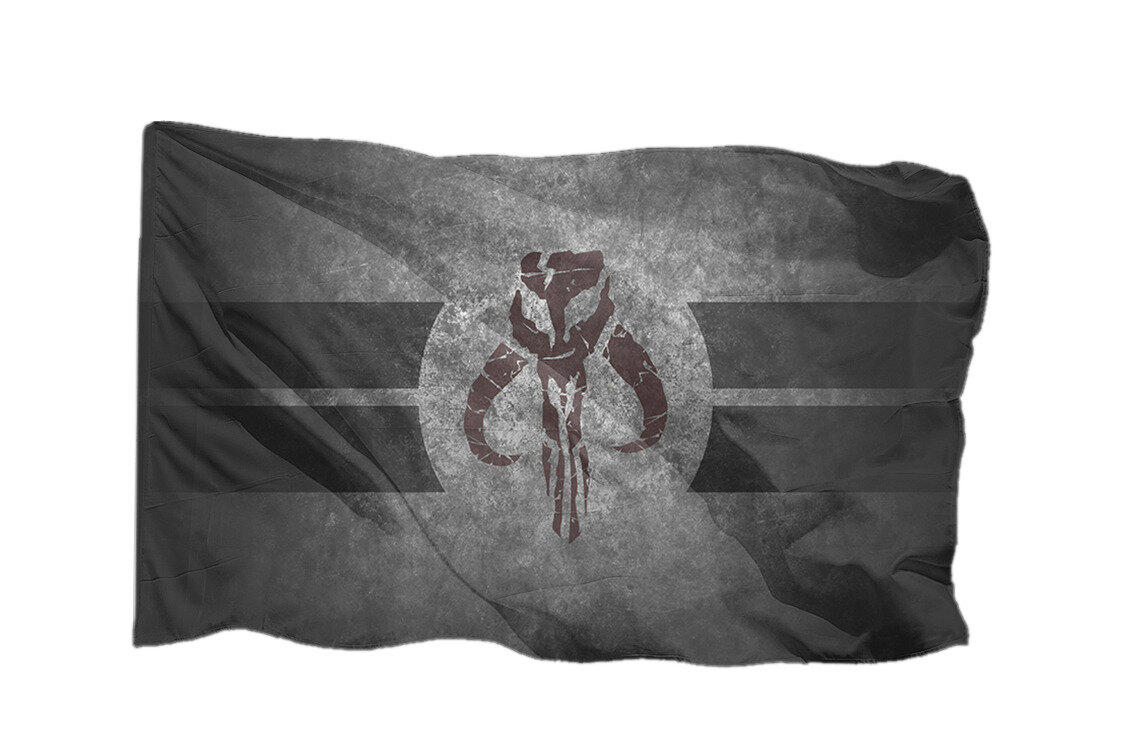 Флаг Мандалора на шёлке, 70х105 см - для ручного древка