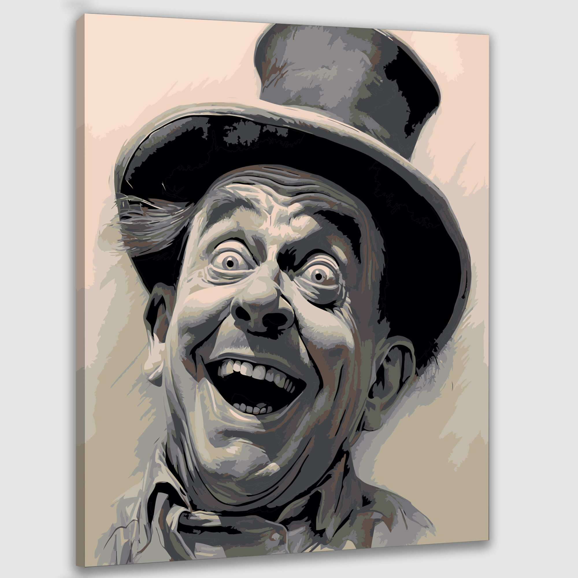 Картина по номерам 40x50 см, скоморох, набросок, уголь, гримаса, лицо, шут, растушевка, штриховка, глубина, текстура