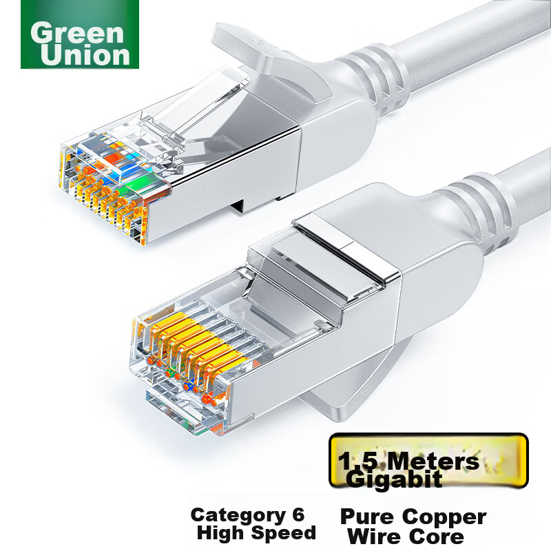 Lulian CAT6 Pure Copper Ethernet Cable, Gigabit Network High-Speed Connection Cable, Computer Broadband 8-Core Twisted Pair Cable, POE Powered Patch Cord, Gray And White, 1.5 Meters, 25025