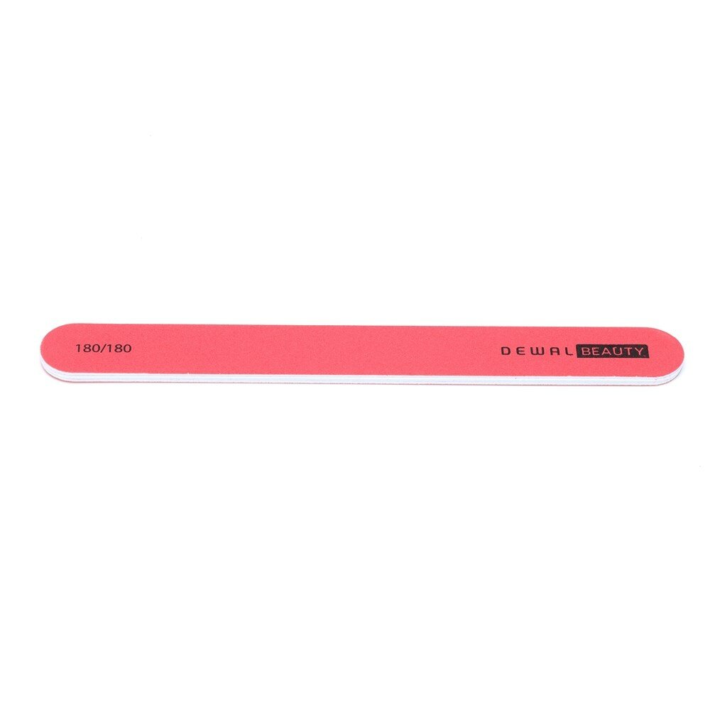Пилка Dewal Beauty для ногтей, прямая красная 1,9х17,8 см, 180/180 грит