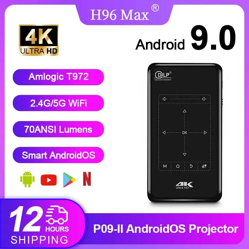 Мини-проектор H96 P09-II, 1GB 8GB, черный — фото 1