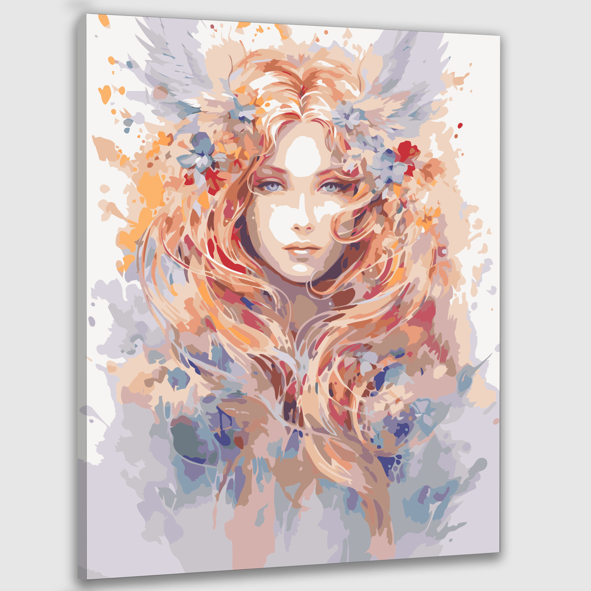 Картина по номерам 40x50 см, акварельная иллюстрация, Богиня Жизни, грациозная фигура, распущенные волосы