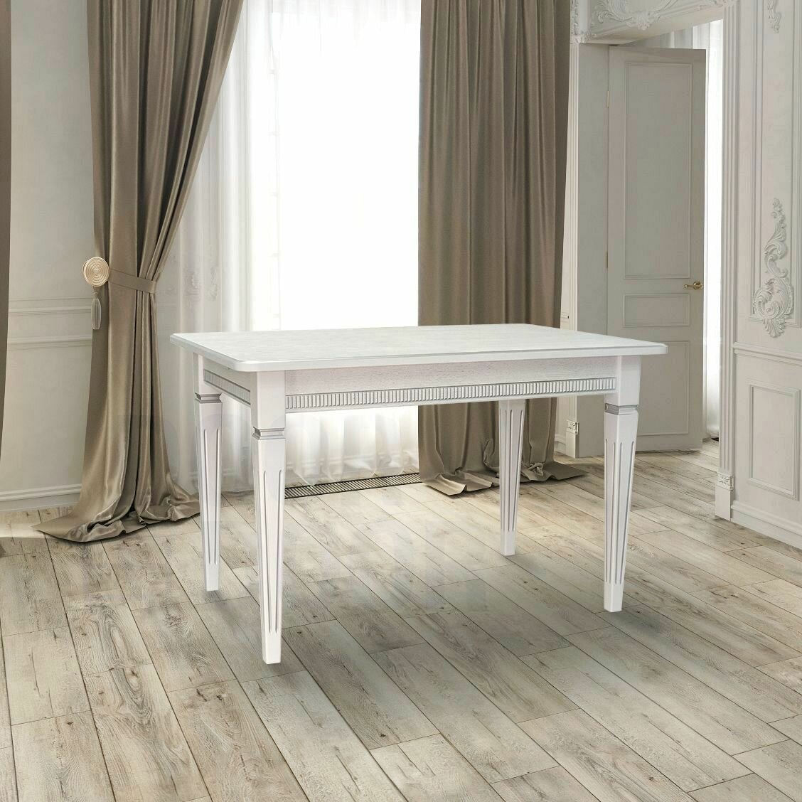 Стол обеденный Васко, ЛДСП, белый/серебро, 120х80 см, материал: ЛДСП, цвет: белый/серебро.