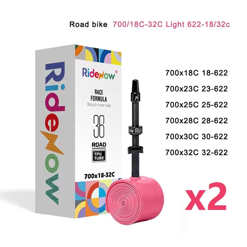 Камера Ridenow 700c для шоссейных велосипедов 36g 700x18-32c 2pcs, Black SV65mm