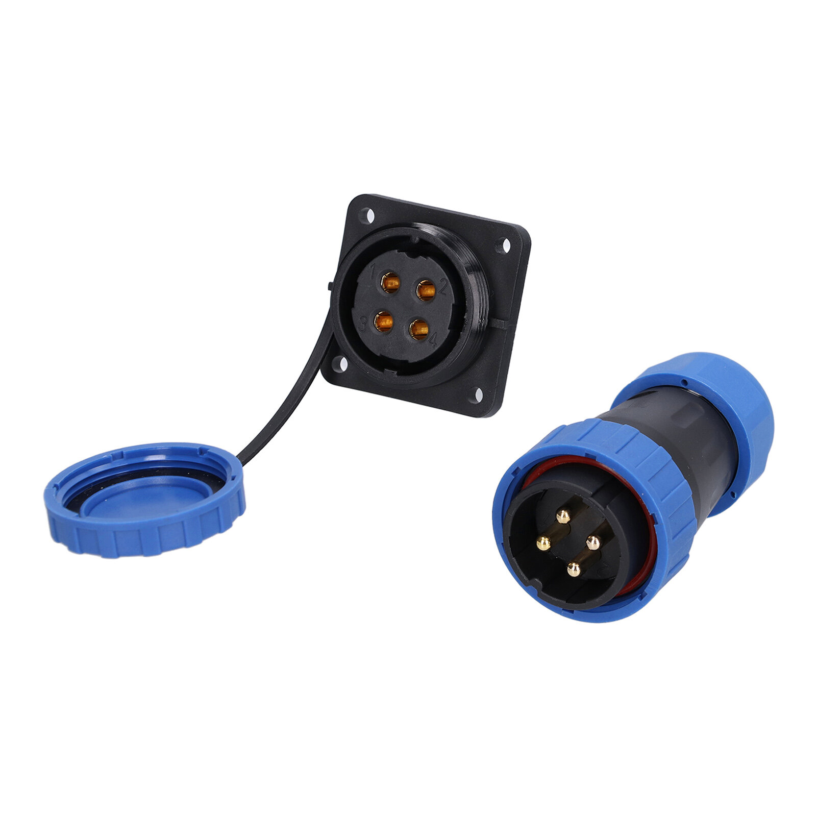 Водонепроницаемый квадратный соединитель с 4 отверстиями, степень защиты IP68, авиационная розетка питания 250 В 45 А для кабеля LP28