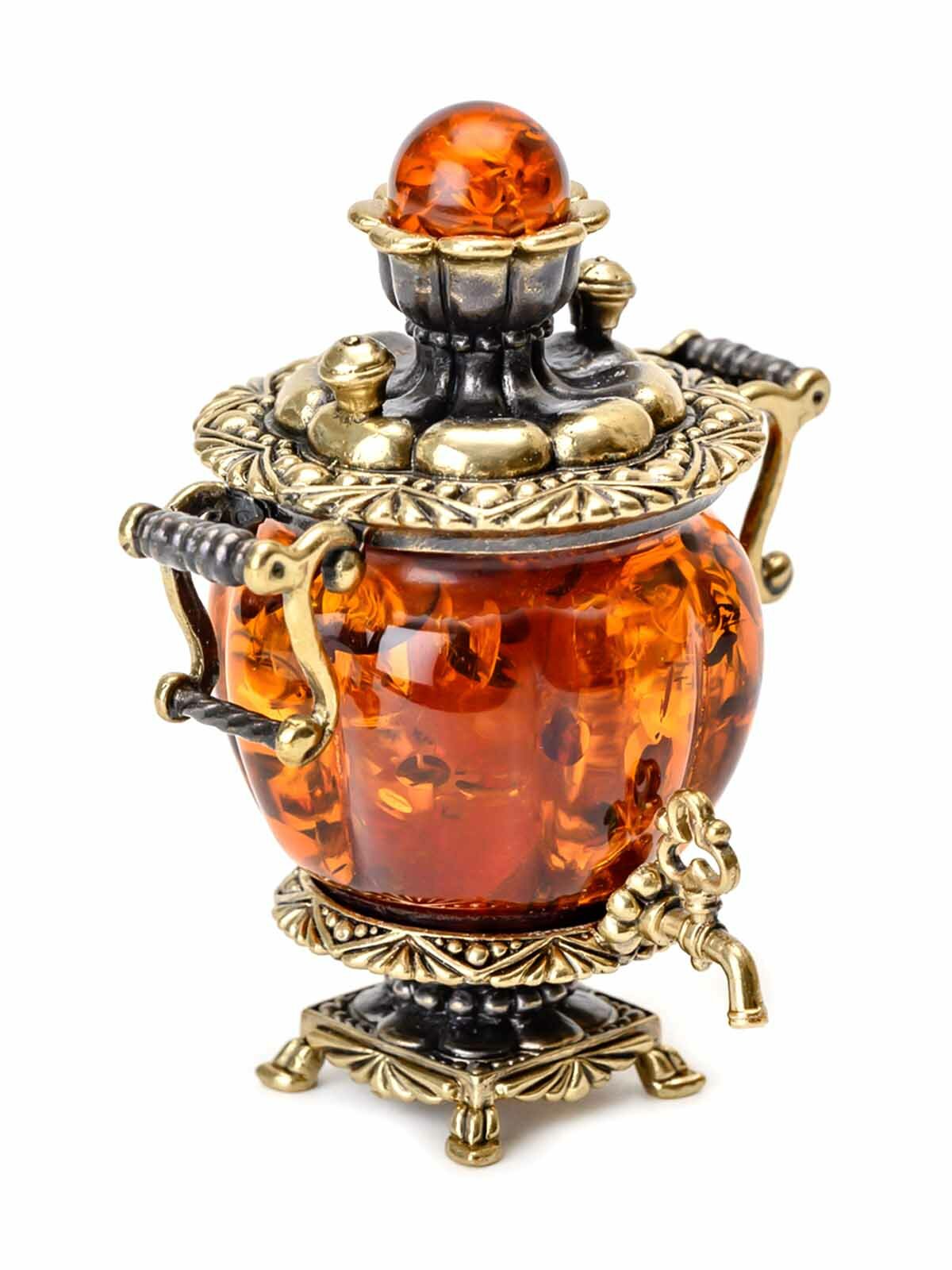 Сувенирная фигурка - Русский Самовар Модерн, Балтийский Янтарь, 8 см