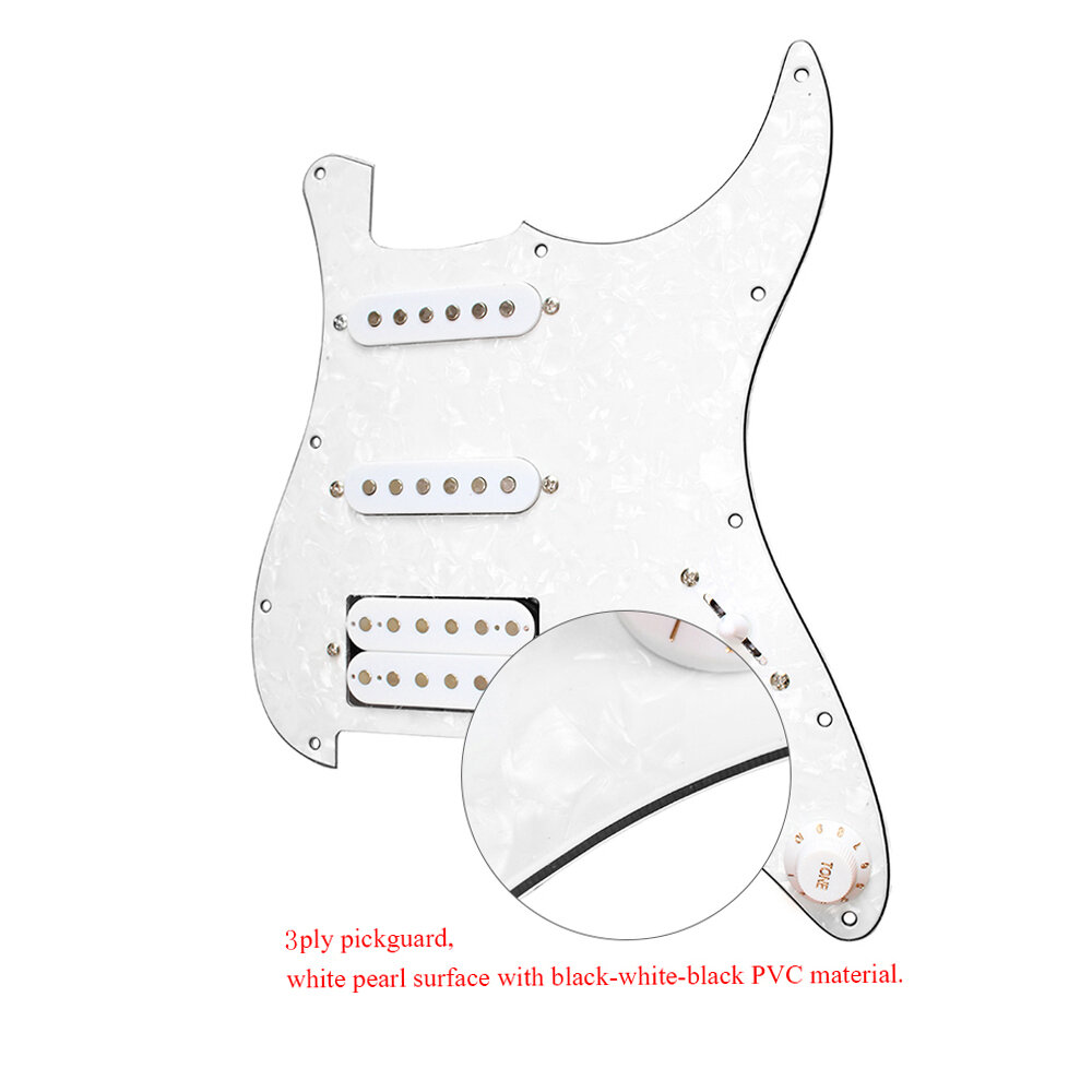 3-слойный SSH Loaded Prewired Pickguard Humbucker Pickups Set для электрогитары Strat ST White Pearl