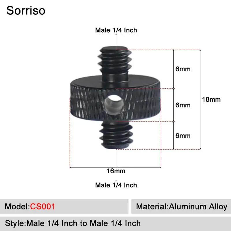 Переходник штатива Sorriso, Male 1/4 Inch to Male 1/4 Inch, CS001