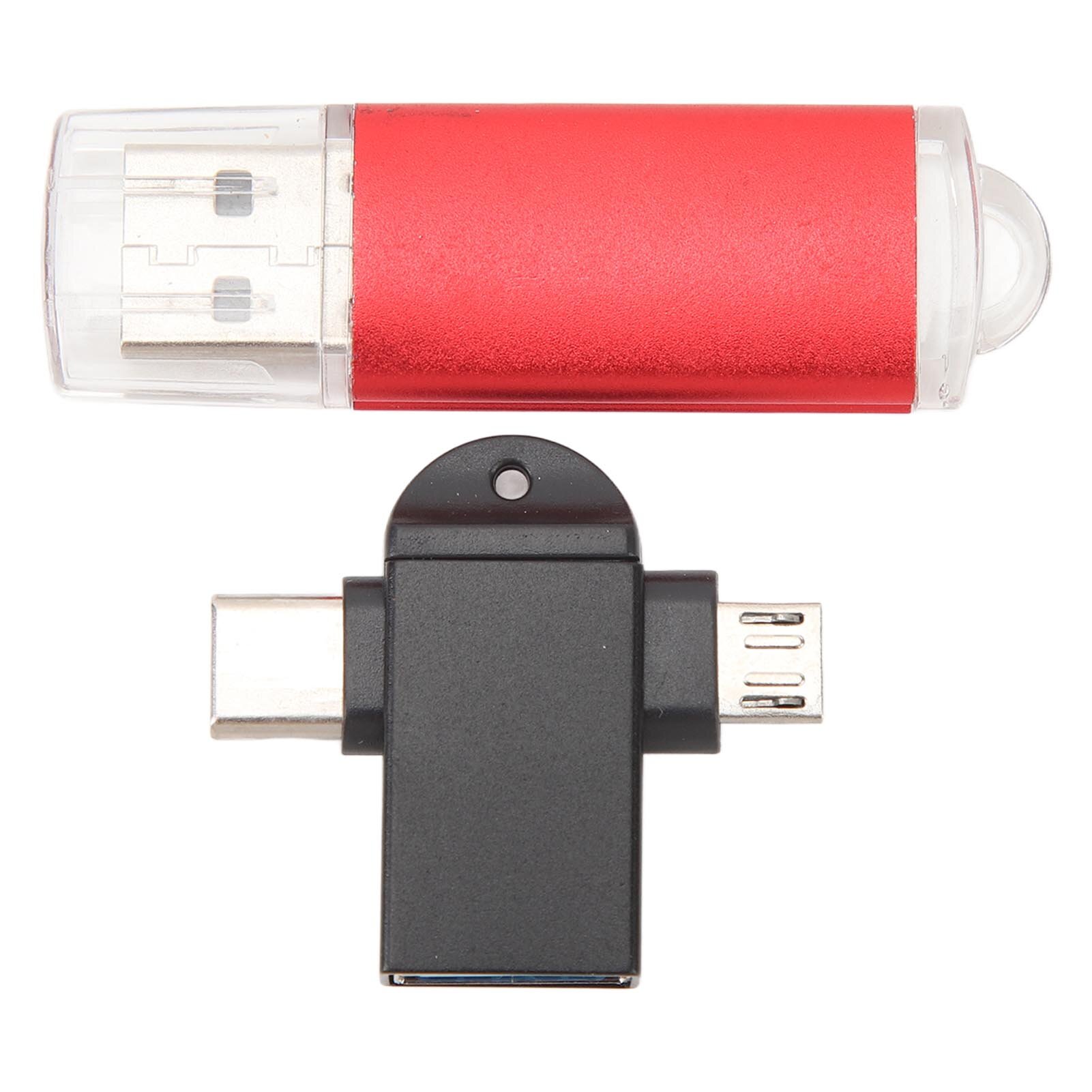 USB-флешка с адаптерами USB-C и Micro USB, красная, 64 ГБ