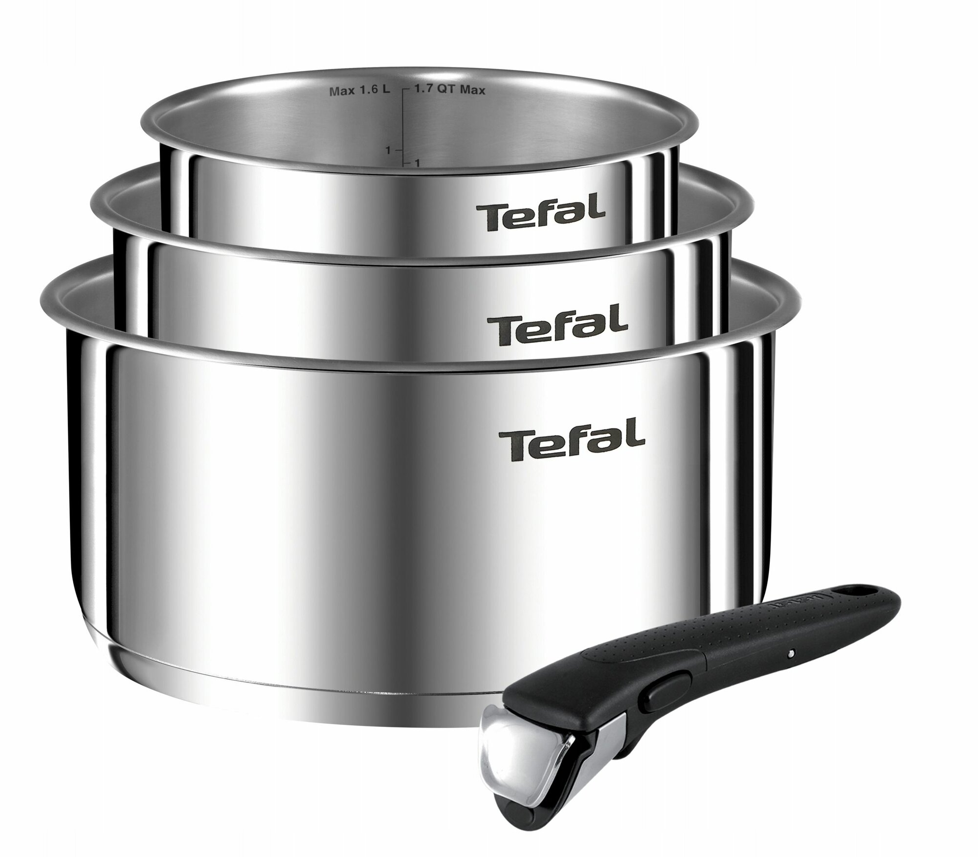 Набор кастрюль Tefal "Ingenio Emotion", нержавеющая сталь, съемная ручка, 16/18/20см