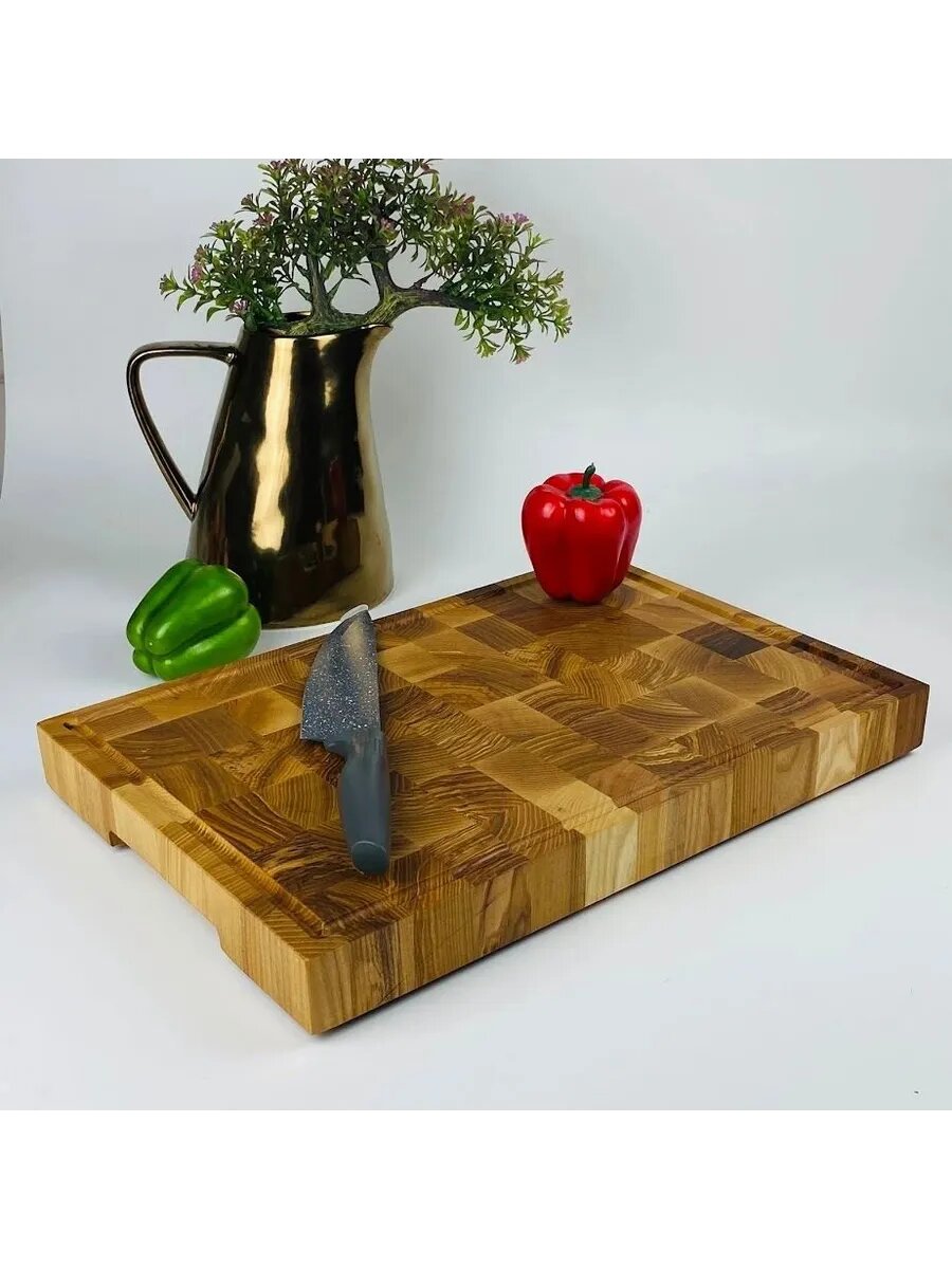 Доска разделочная торцевая Lenardi 38х23 на силиконовых ножках, бамбук