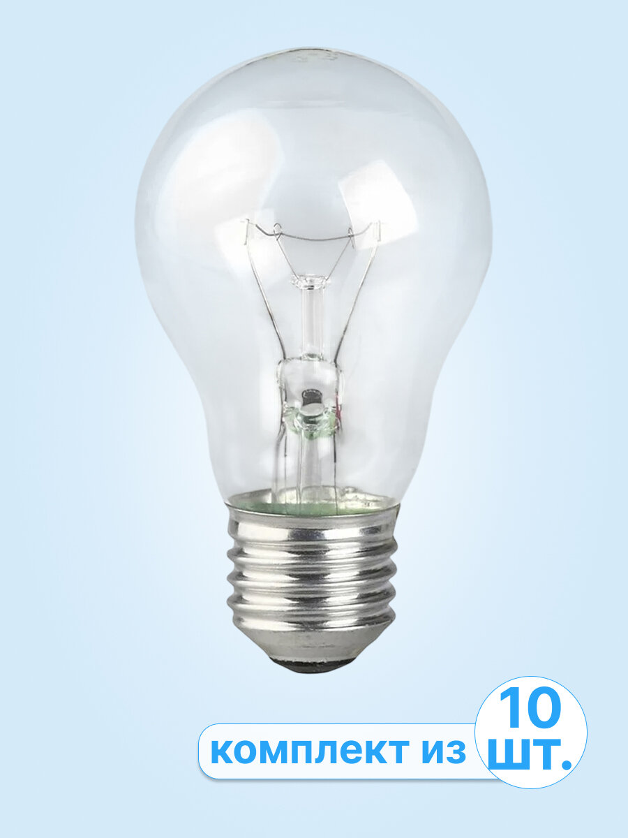 Лампочка накаливания кэлз 95Вт, E27, прозрачная, груша, ЛОН-0095 (комплект из 10 шт.)