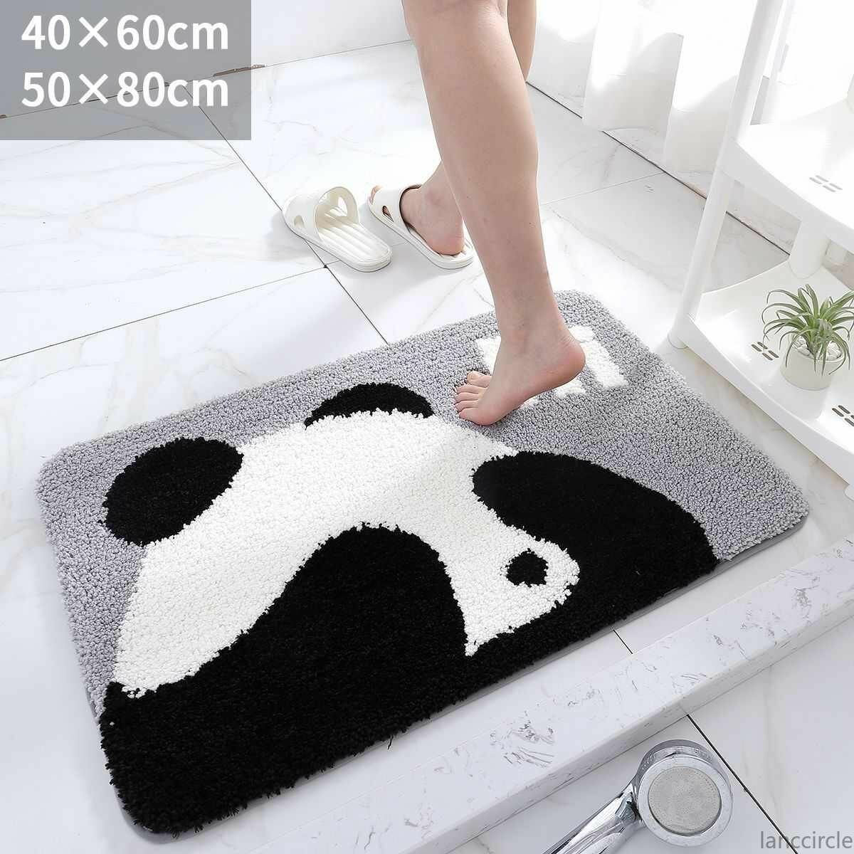 Коврик для ванной, DEXI, впитывающий ковер, Панда, мягкий, флокированный, нескользящая резина, серыйlanccircle