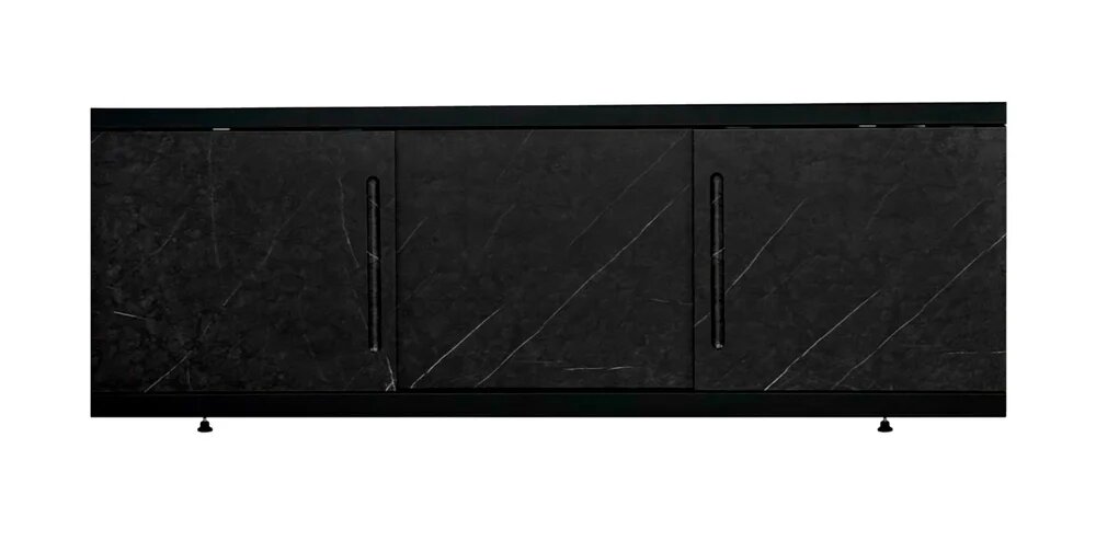 Экран Alavann Alt Black из МДФ, на алюминиевом профиле, черный, экран под ванну, правый, левый, прямоугольный, с комплектом ножек, универсальный