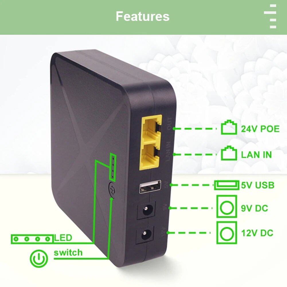 Отключение питания Резервная батарея Источник бесперебойного питания для камер Модуль батареи 8000 мАч Блок питания Дизайн низкой громкости 48V