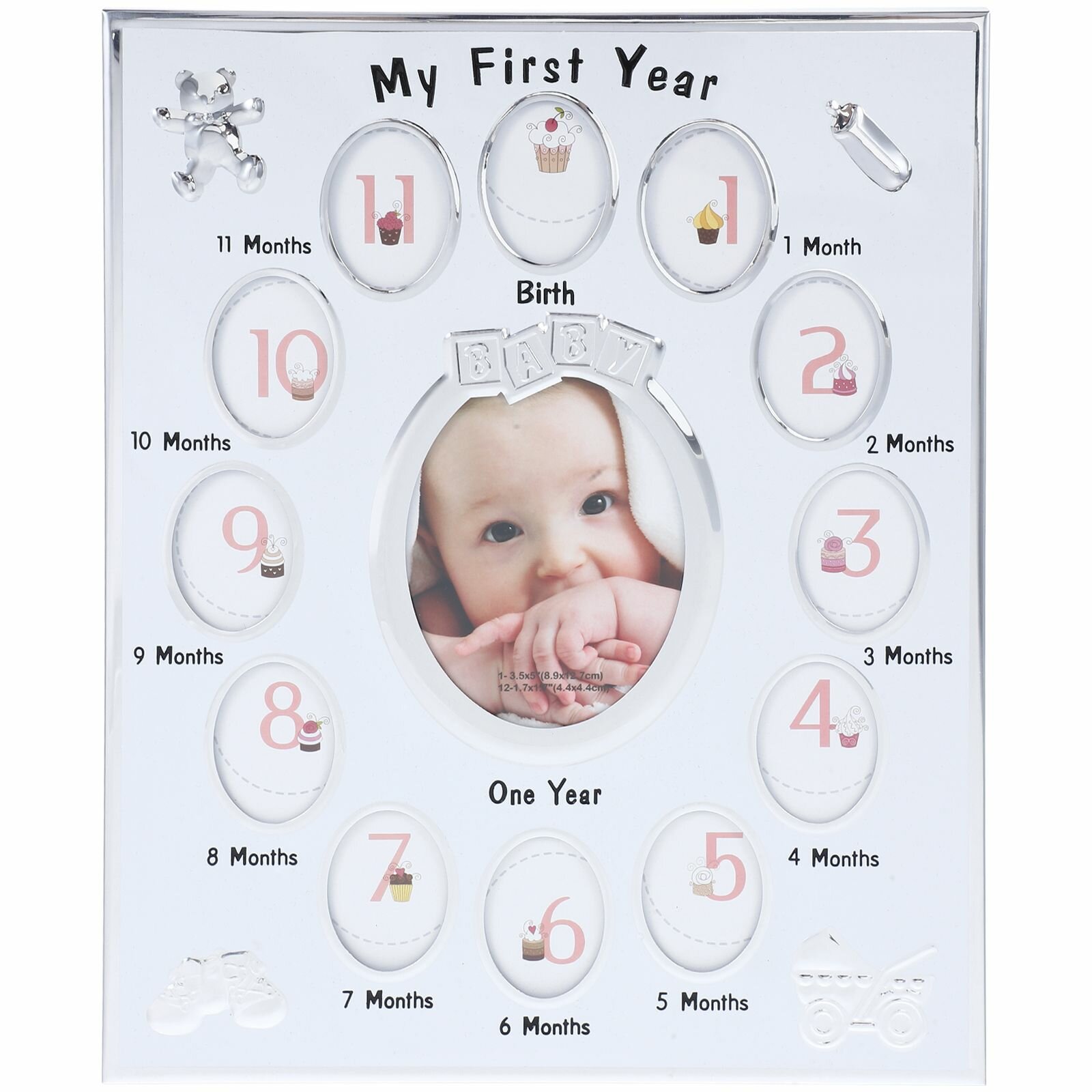 Белая Фоторамка Для Развития Раннего Детства 12 Отсеков Первый Год 31.00X26.00X2.00Cm