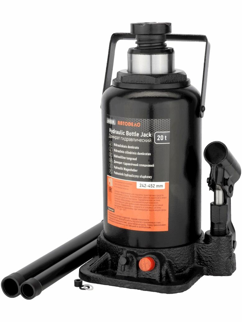 Домкрат гидравлический 20 тонн, высота 242-452 мм, АвтоDело (43319)