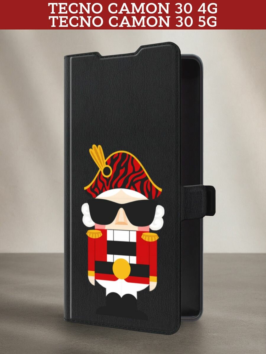Чехол-книжка на Tecno Camon 30 4G/Tecno Camon 30 5G / Текно Камон 30 4G/Текно Камон 30 5G с рисунком Щелкунчик, черный