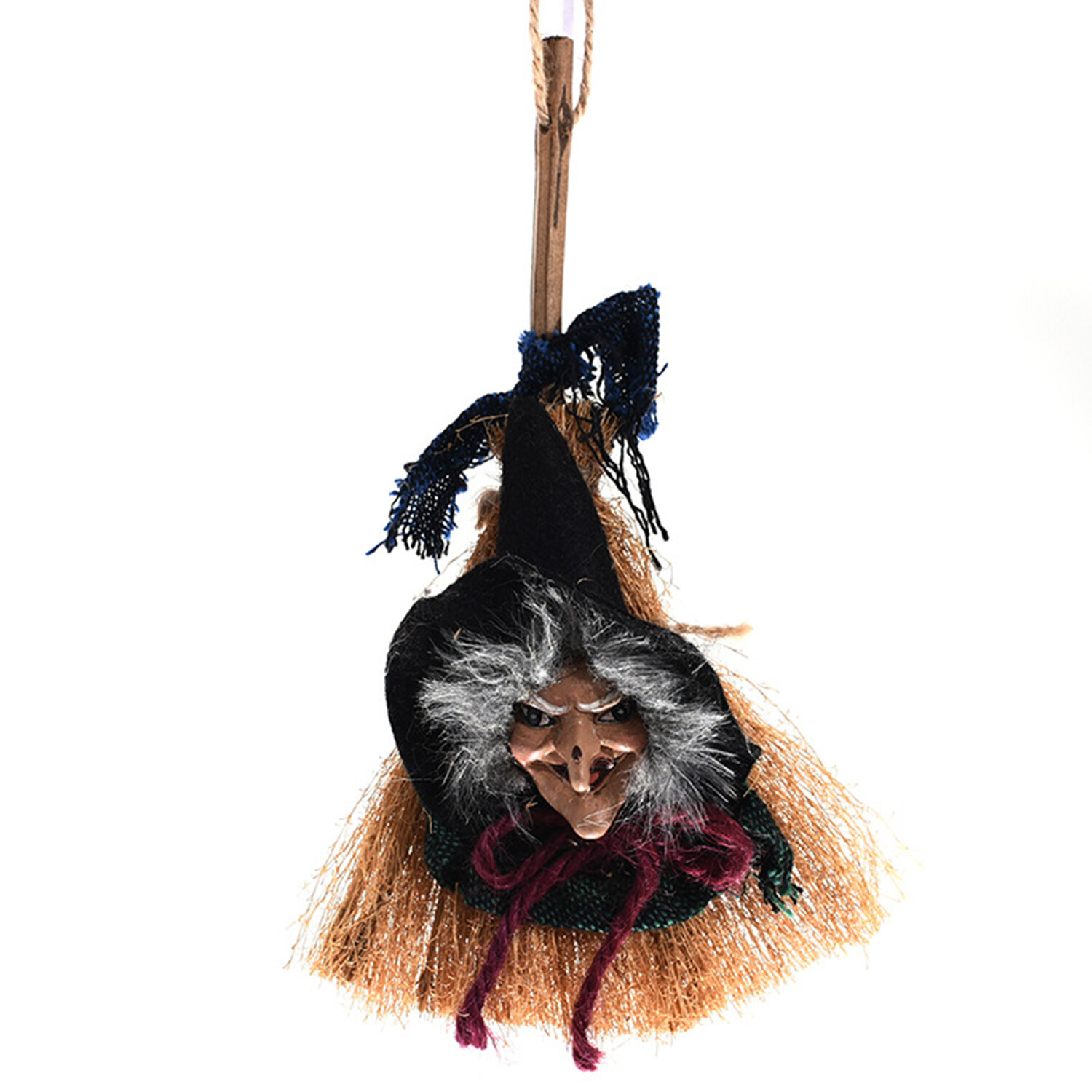 Геллoween Hanging Witch Decoration Witch on Broomstick Halloween Ornament Hanging Flying Witch Gift для Indoor Outdoor Halloween Party Festivals Decor, цвет: Зеленый; Красный; Синий (Выбор), материал: Пластик, Дерево, Ткань, стиль: Scary, форма: Witch,