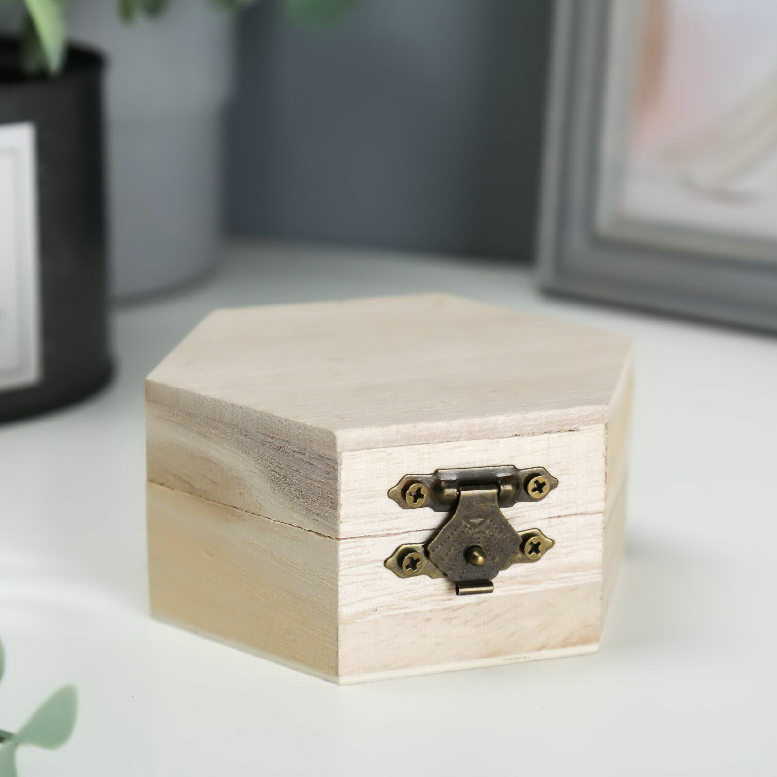 Шкатулка для росписи дерево "Шестигранник" 9x4.5x8 см, особенности шкатулки: для рукоделия, 2 шт.