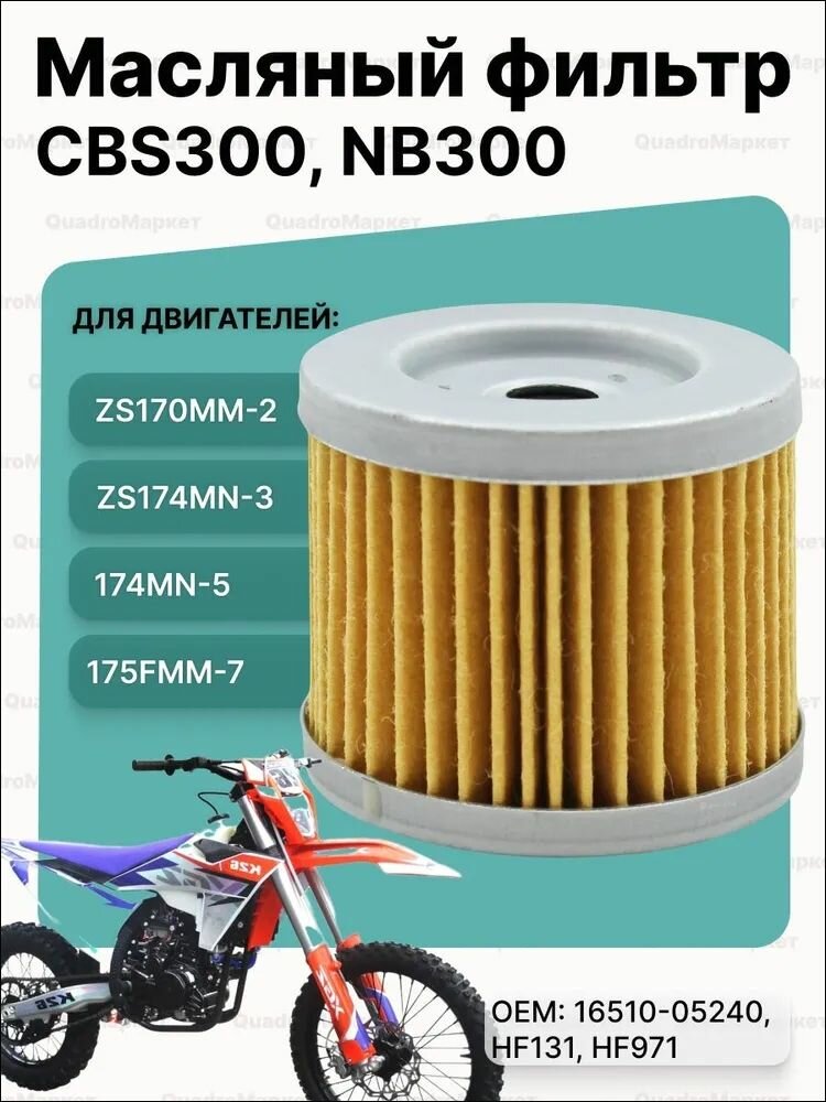 Масляный фильтр (10 штук) ZS170MM-2, ZS174MN-3, 174MN-5 CBS300 NB300