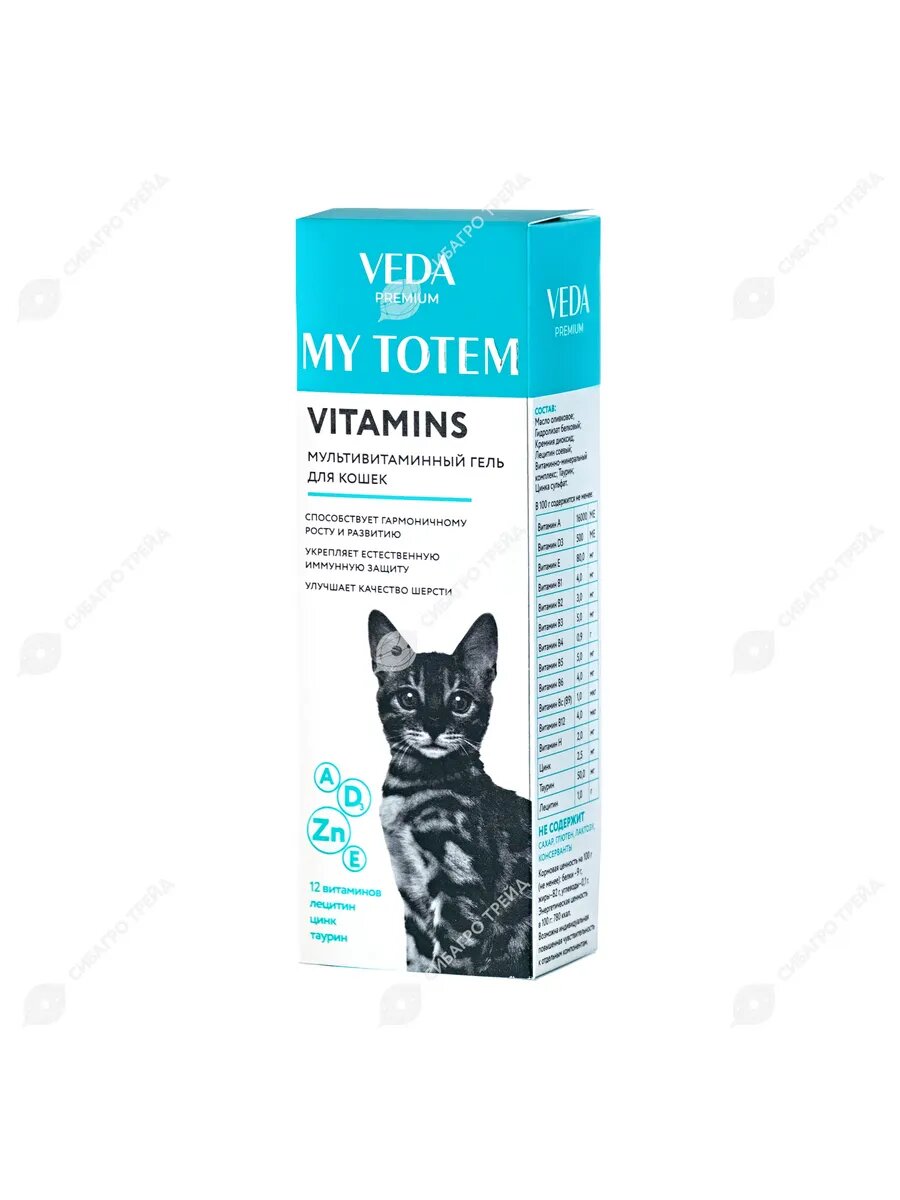 Мультивитаминный гель MY TOTEM VITAMINS для кошек, 75мл