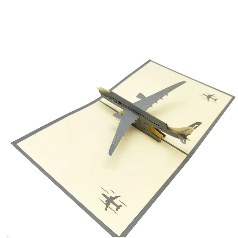 3D открытка "Самолет" серебристый aircraft