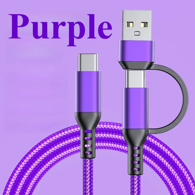 Кабель C-C 2-в-1 Кабель для зарядки мобильного телефона USB-C Type-c Подходит для Apple Samsung Xiaomi Redmi Кабель для быстрой зарядки данных