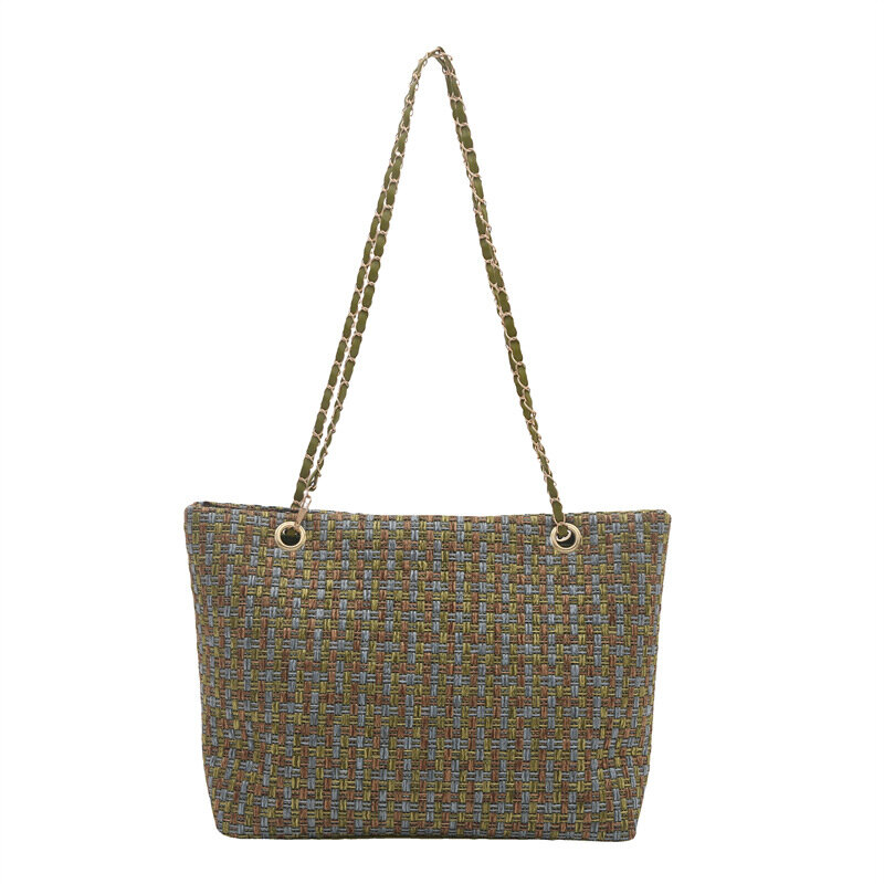 Клетчатая сумка большой вместимости 2026 года, новая повседневная сумка через плечо, текстурированная классическая сумка для поездок, винтажная женская сумка