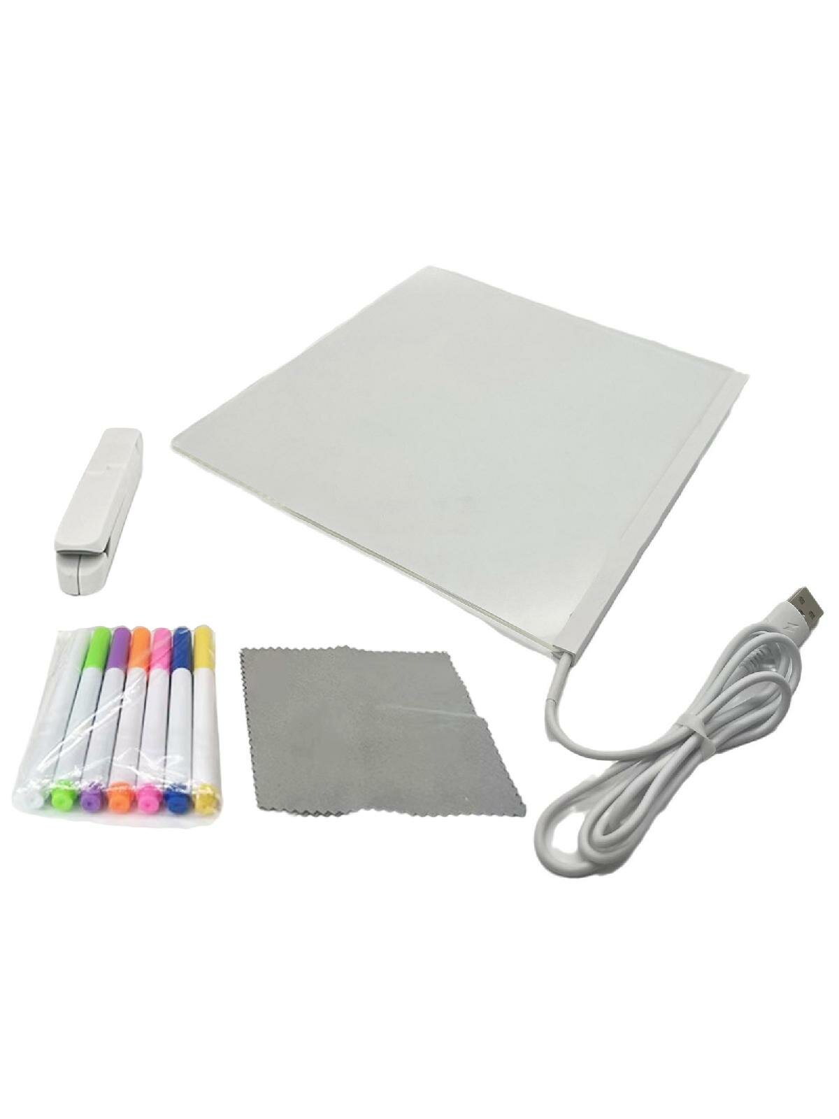 Доска объявлений с подсветкой из прозрачного акрила 30x20 см, маркер и подставка