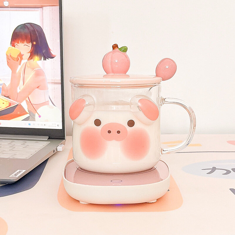 Изолированный кипятильник для воды, подарок на день рождения для девушки, высококачественная стеклянная кружка, офисная кружка с плоским дном и подогревом