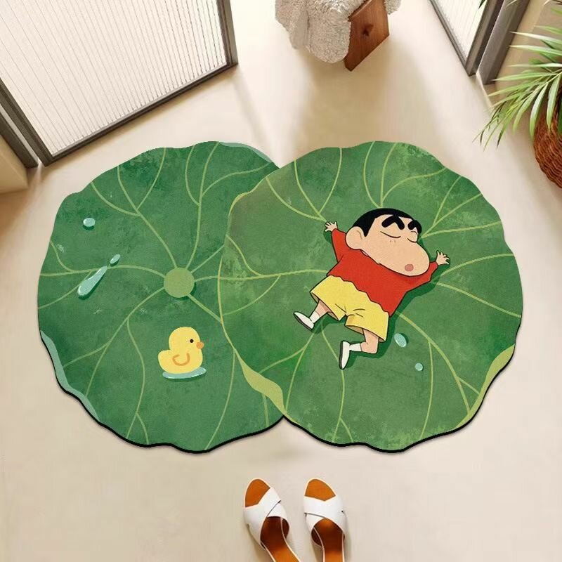 Crayon Shinchan Коврик для ванной, впитывающий, листья, зеленый, 80x120 см