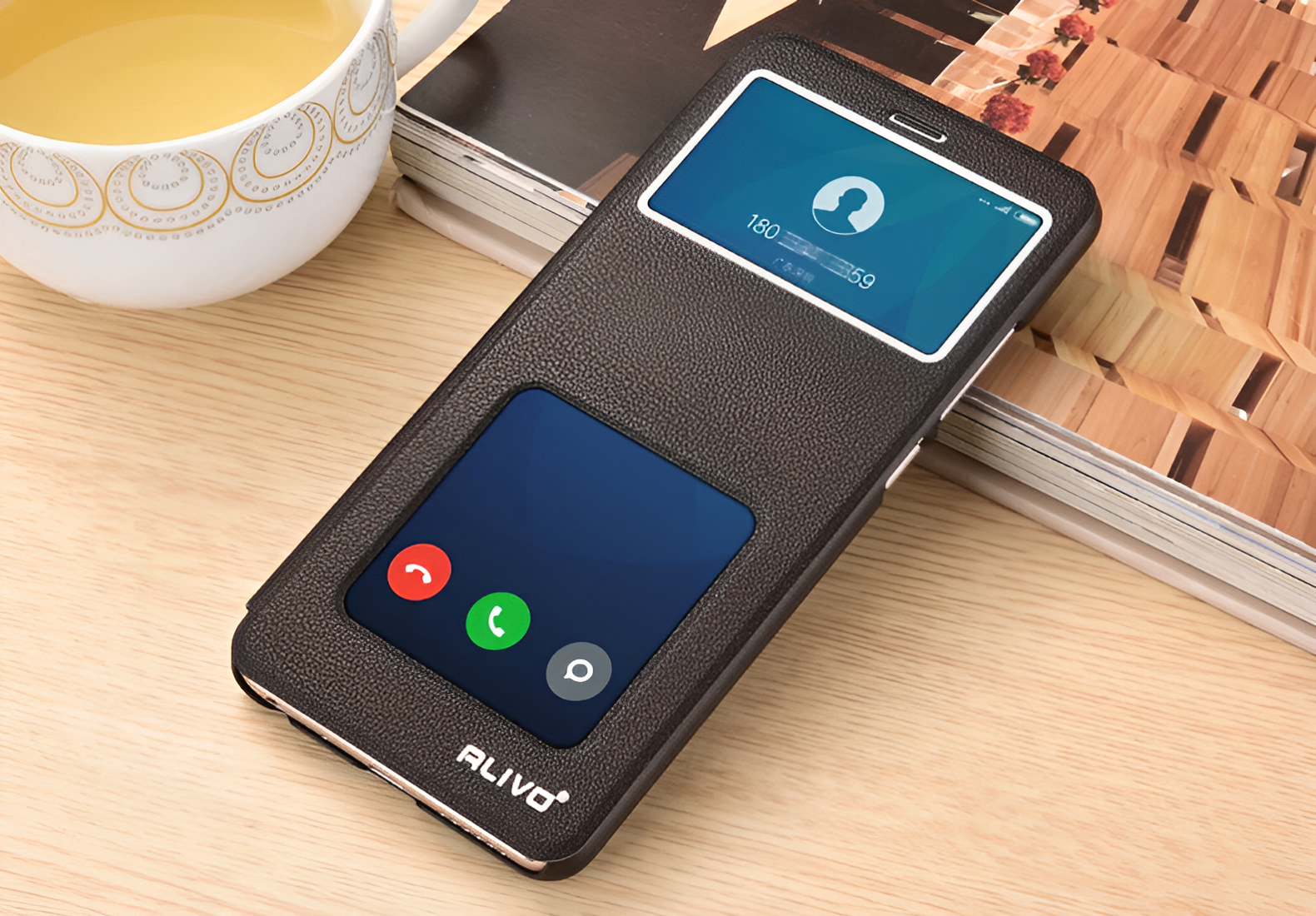 Чехол-книжка для Xiaomi Redmi Note 5 / Xiaomi Redmi Note 5 Pro с окошком для входящих вызовов и свайпом чёрный